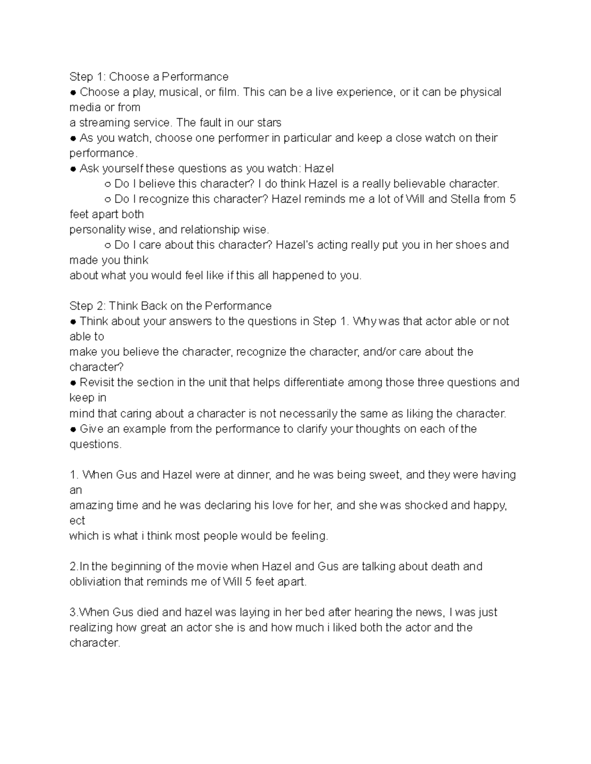 Activity 1 - Step 1: Choose a Performance Choose a play, musical, or ...