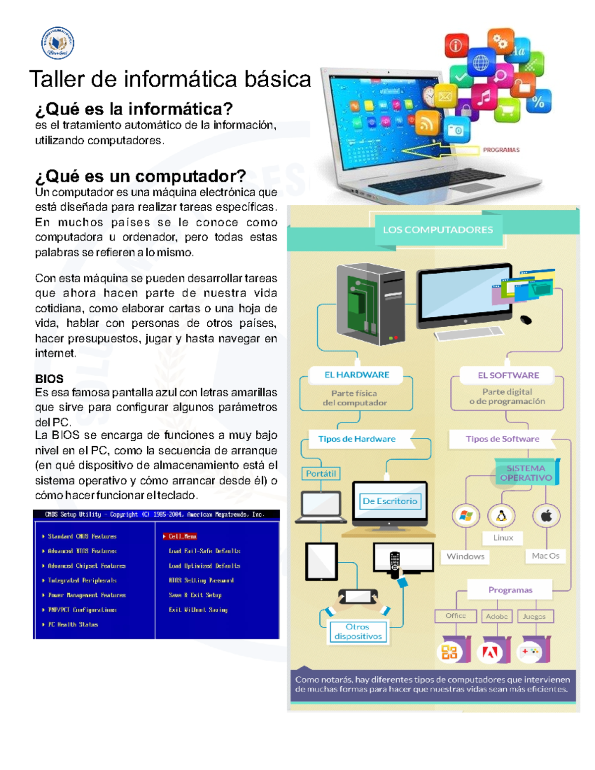 01- Taller DE Informatica 2023 - ####### BIOS ¿Qué es la informática ...