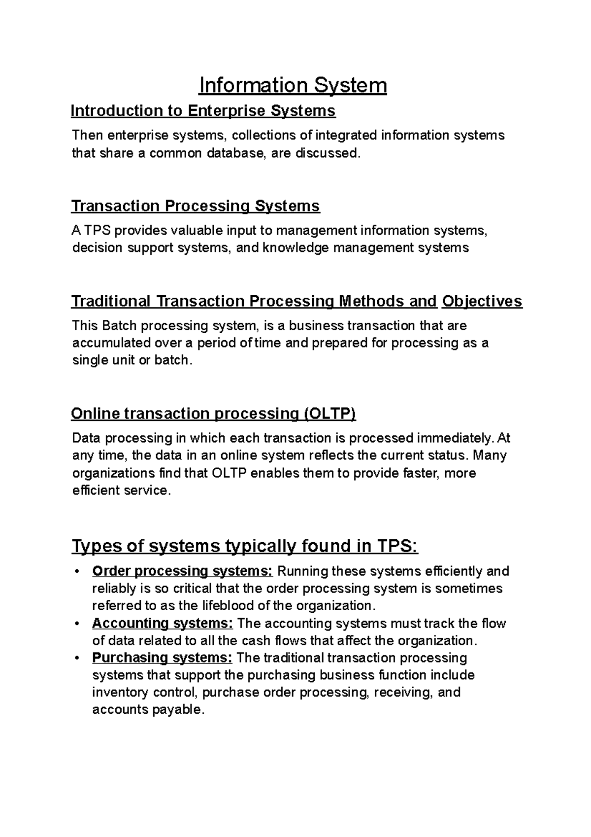 Information System 1B Study Notes - Information System Introduction to ...