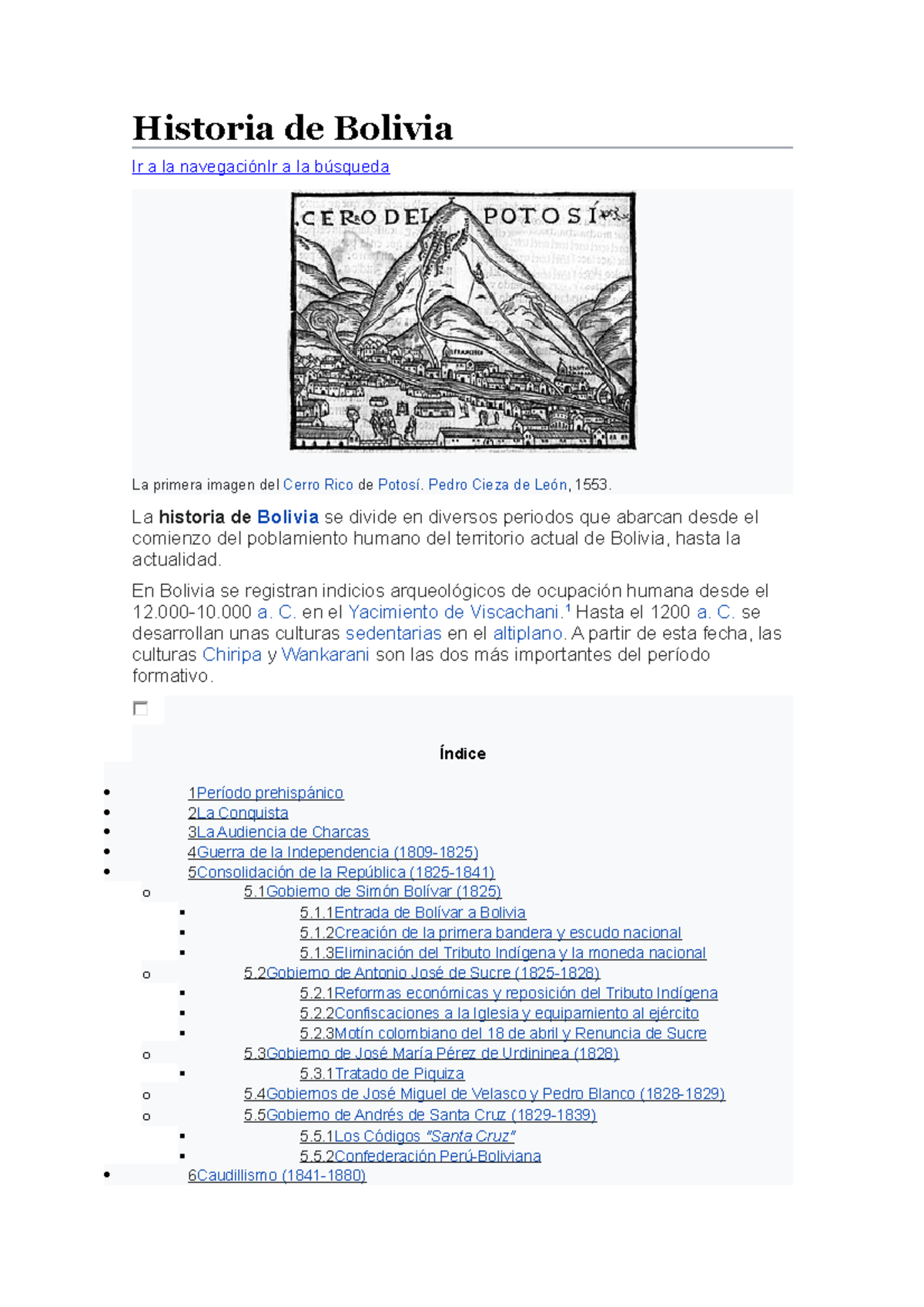 Bolivia - Historia de Bolivia Ir a la navegaciónIr a la búsqueda La ...