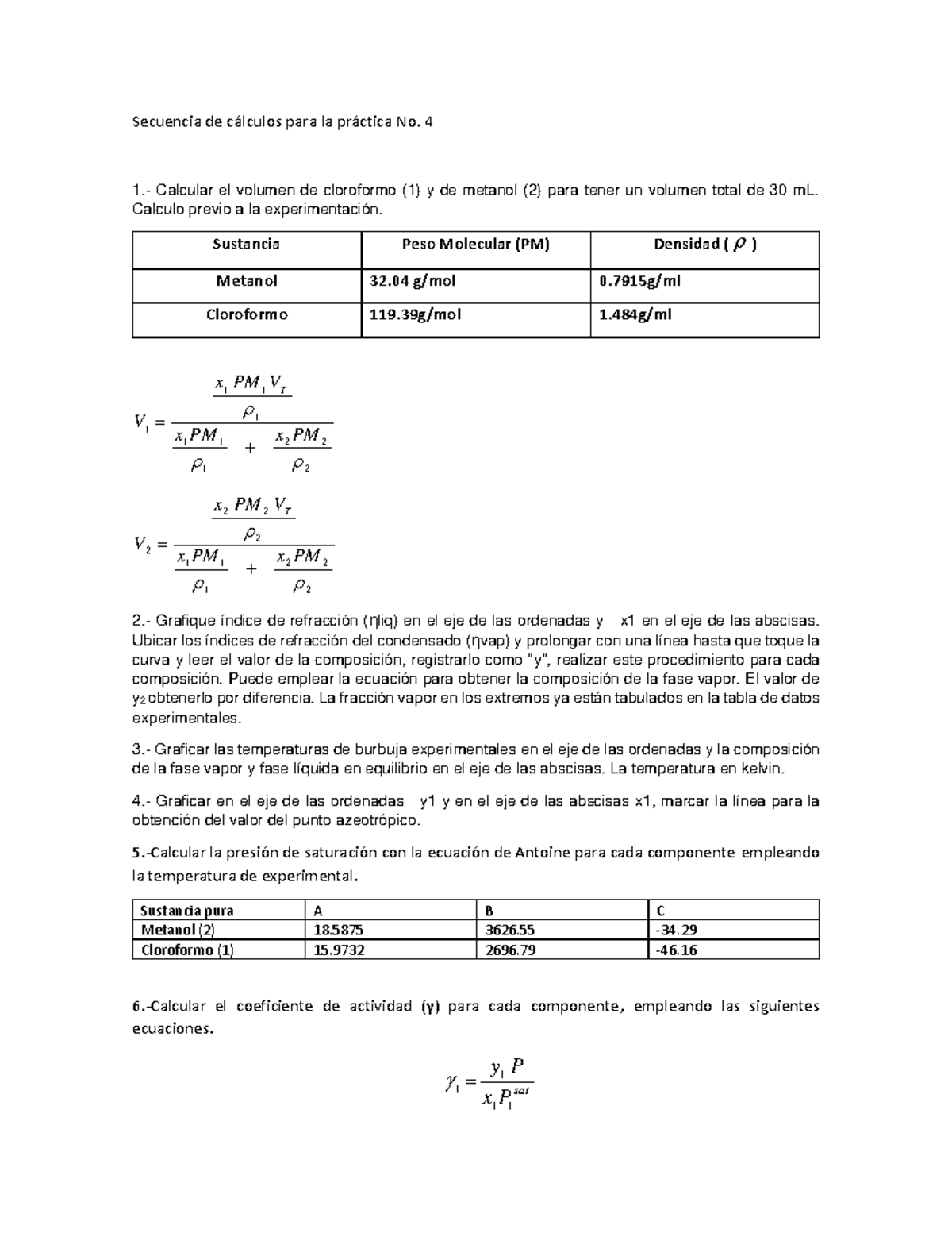 Secuencia de calculos de la practica 4 fases - ####### Secuencia de c·lculos para la pr·ctica No ...