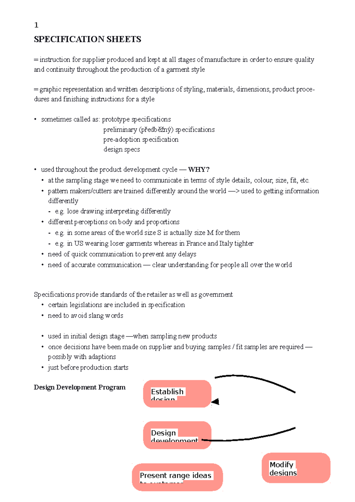 Specification Sheets for Garment Production - Studocu