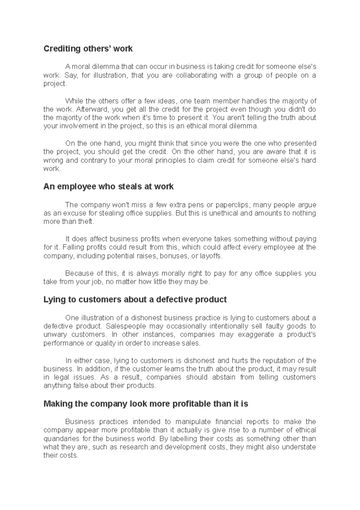 Crediting-others - Lecture materials - Crediting others’ work A moral ...