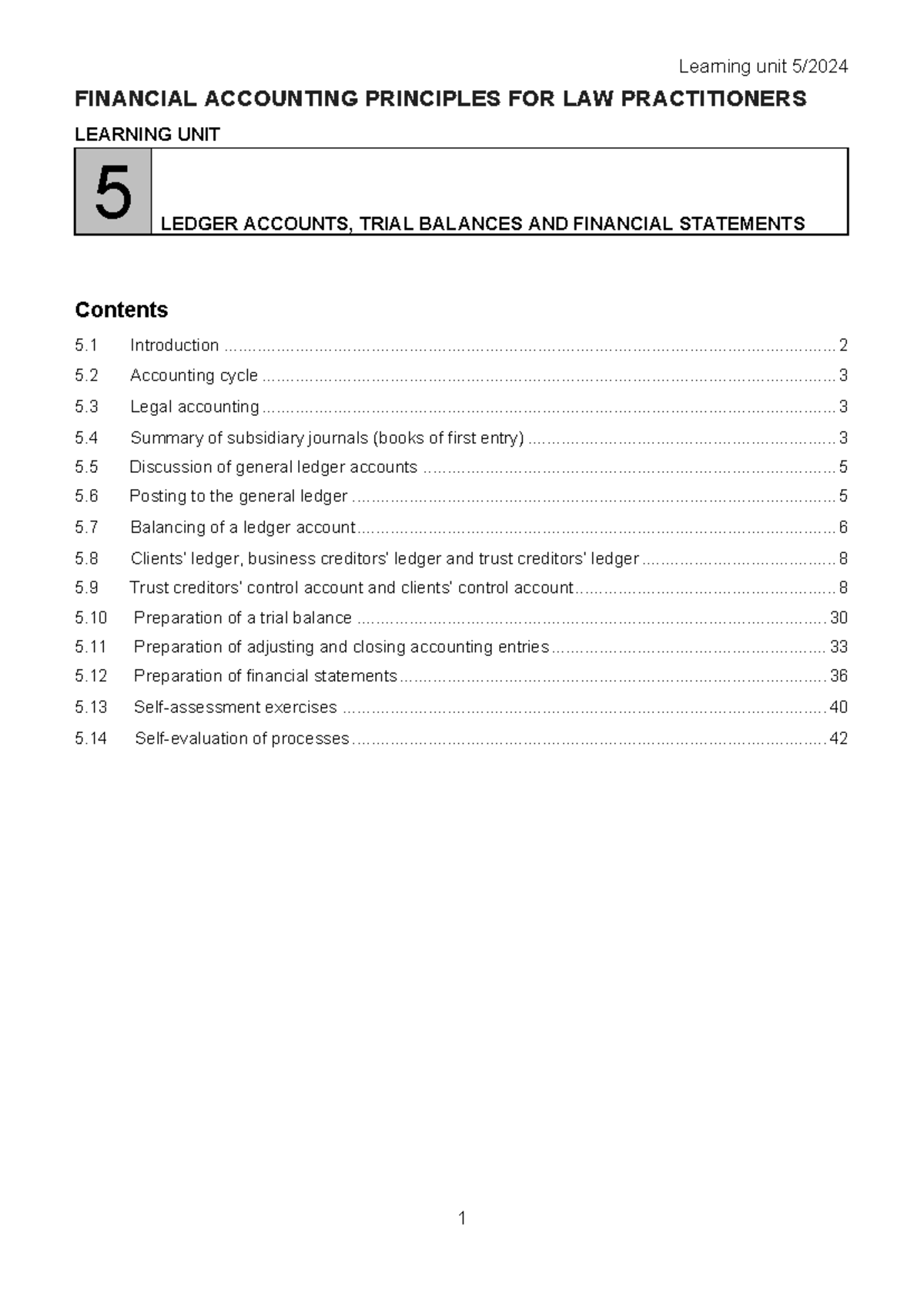 FAC1503 2024 Learning unit 5 (updated) - FINANCIAL ACCOUNTING PRINCIPLES FOR LAW PRACTITIONERS ...