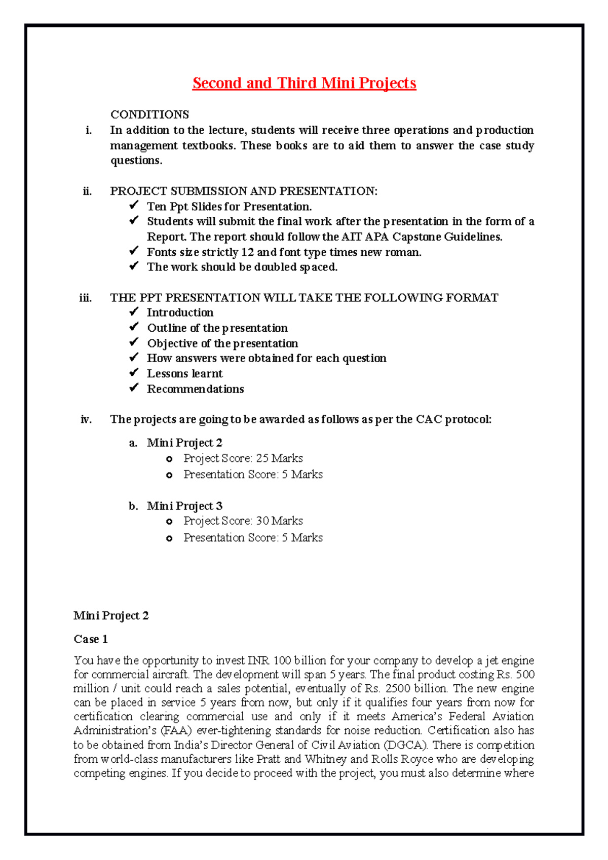 Operation and Production Management - Second and Third Mini Projects ...