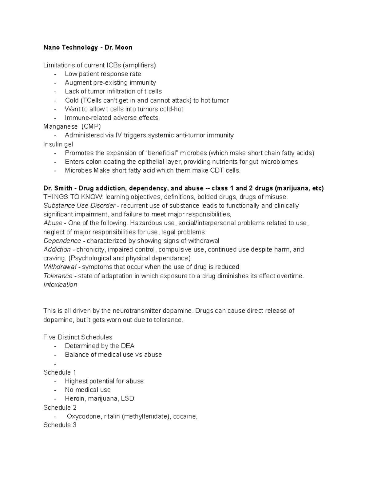 Notes for Exam 2 - Nano Technology - Dr. Moon Limitations of current ...