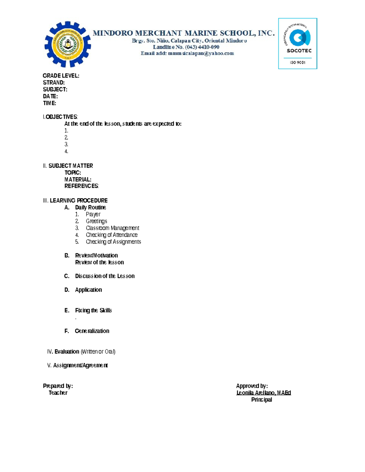Lesson plan - this is private. - GRADE LEVEL: STRAND: SUBJECT: DATE ...