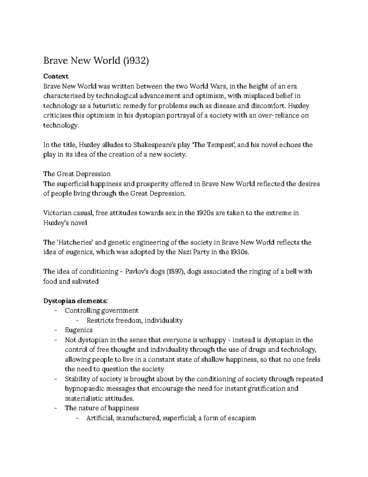 Brave new world and Death of a salesman - Brave New World (1932 ...