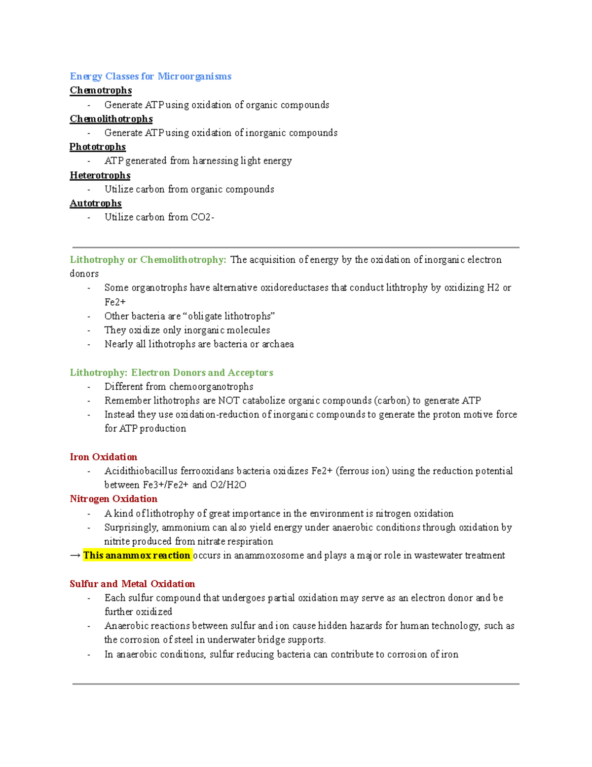 Lecture 15 - lithotrophs, chemolithotrophs, phototrophs, and oxidation ...