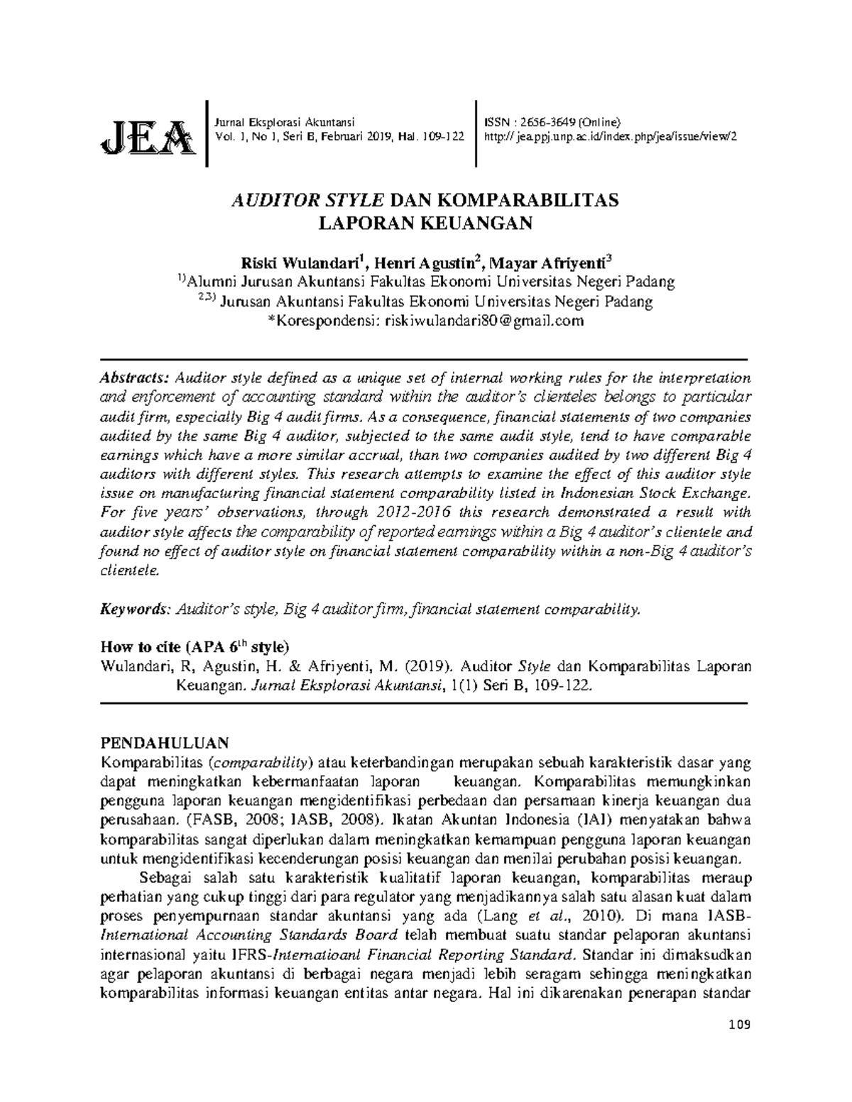 66-Article Text-70-1-10-2019 0320 - JEA Jurnal Eksplorasi Akuntansi Vol ...