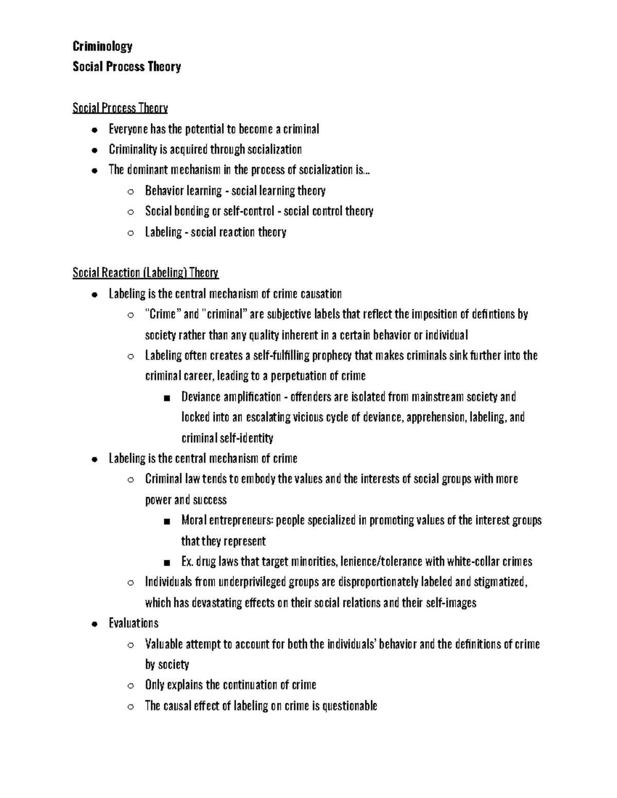 Social Process Theory - Criminology Social Process Theory Social ...