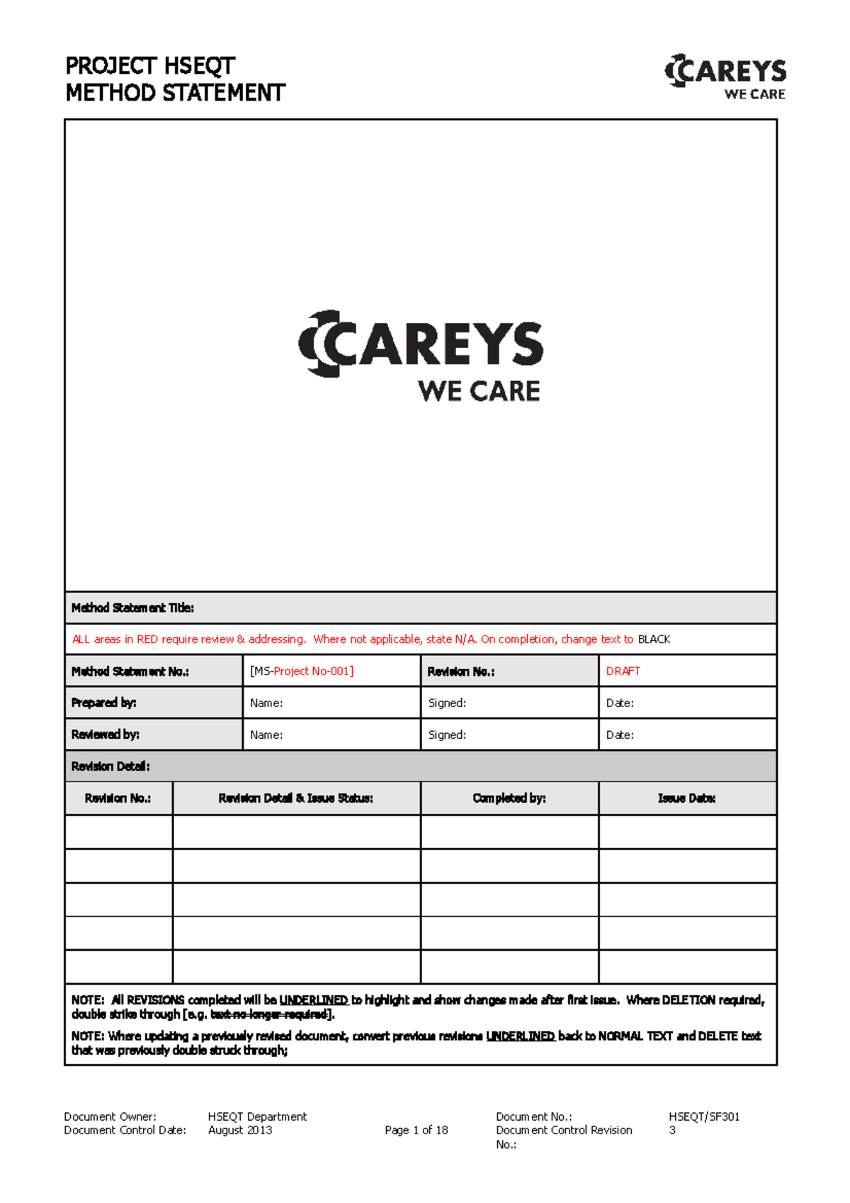 Method Statement Lifting operation - PROJECT HSEQT METHOD STATEMENT ...