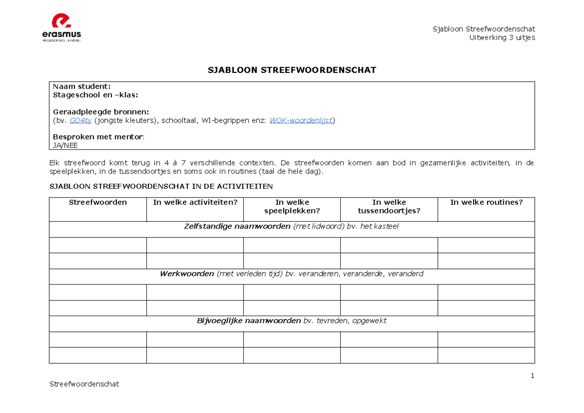 Sjabloon streefwoordenschat 2023-24 - Sjabloon Streefwoordenschat ...