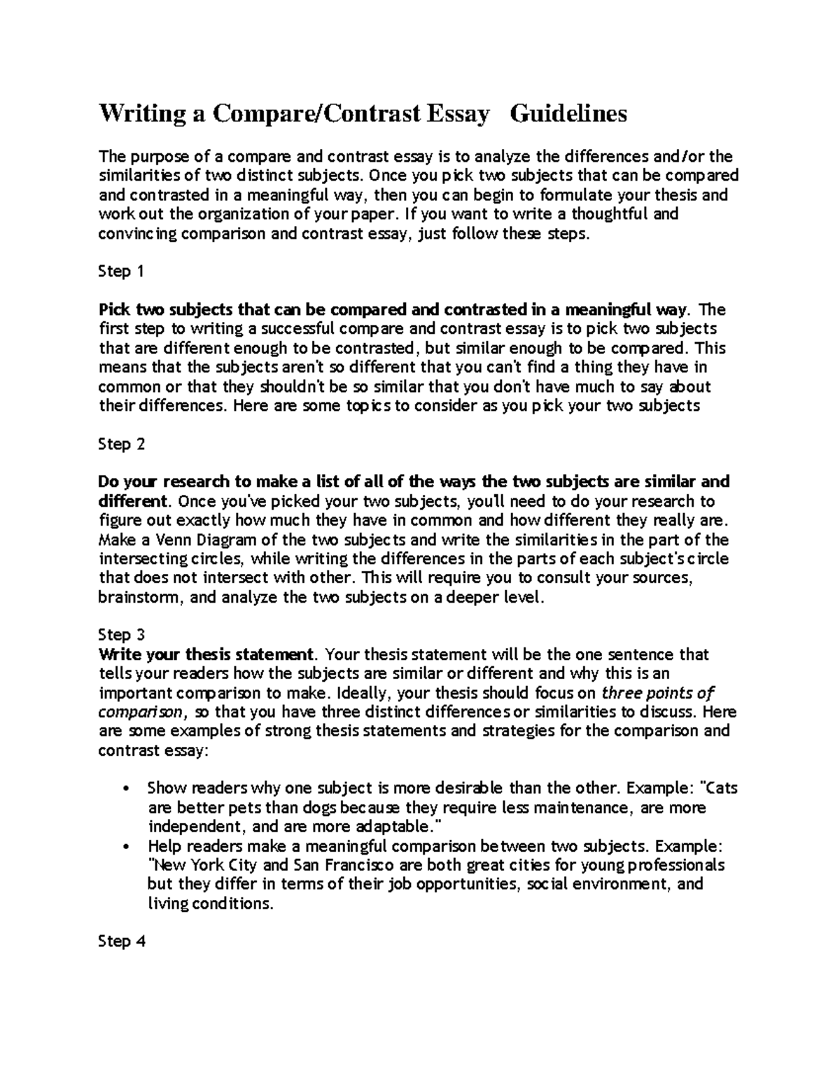  How To Write A Compare And Contrast Essay How To Write A Compare And 