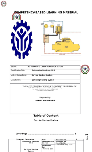 CBLM -Automotive Servicing NC II - COMPETENCY-BASED CURRICULUM Sector ...