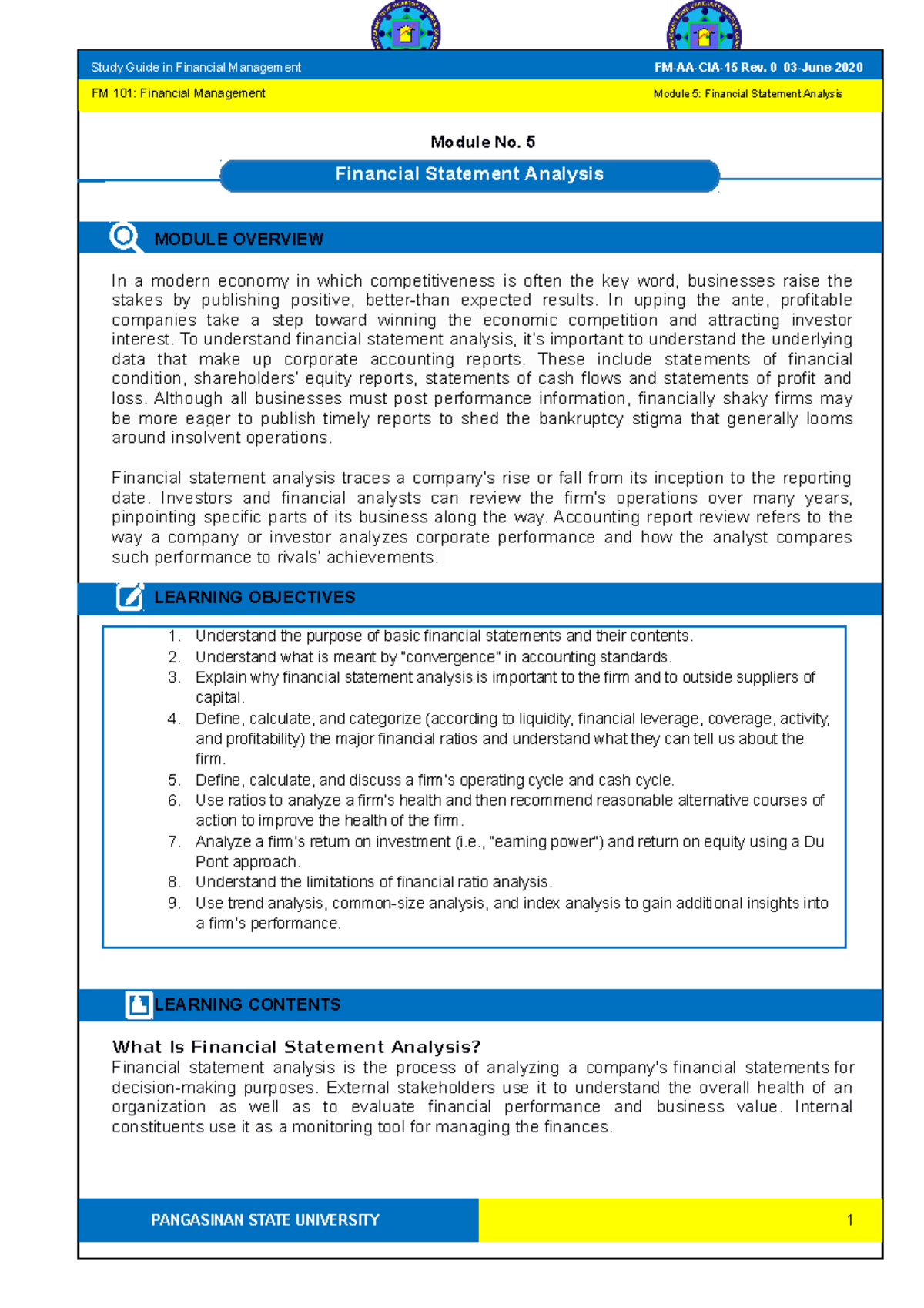 FM 101 SG 5 - Goodluck - Module No. 5 MODULE OVERVIEW In a modern ...