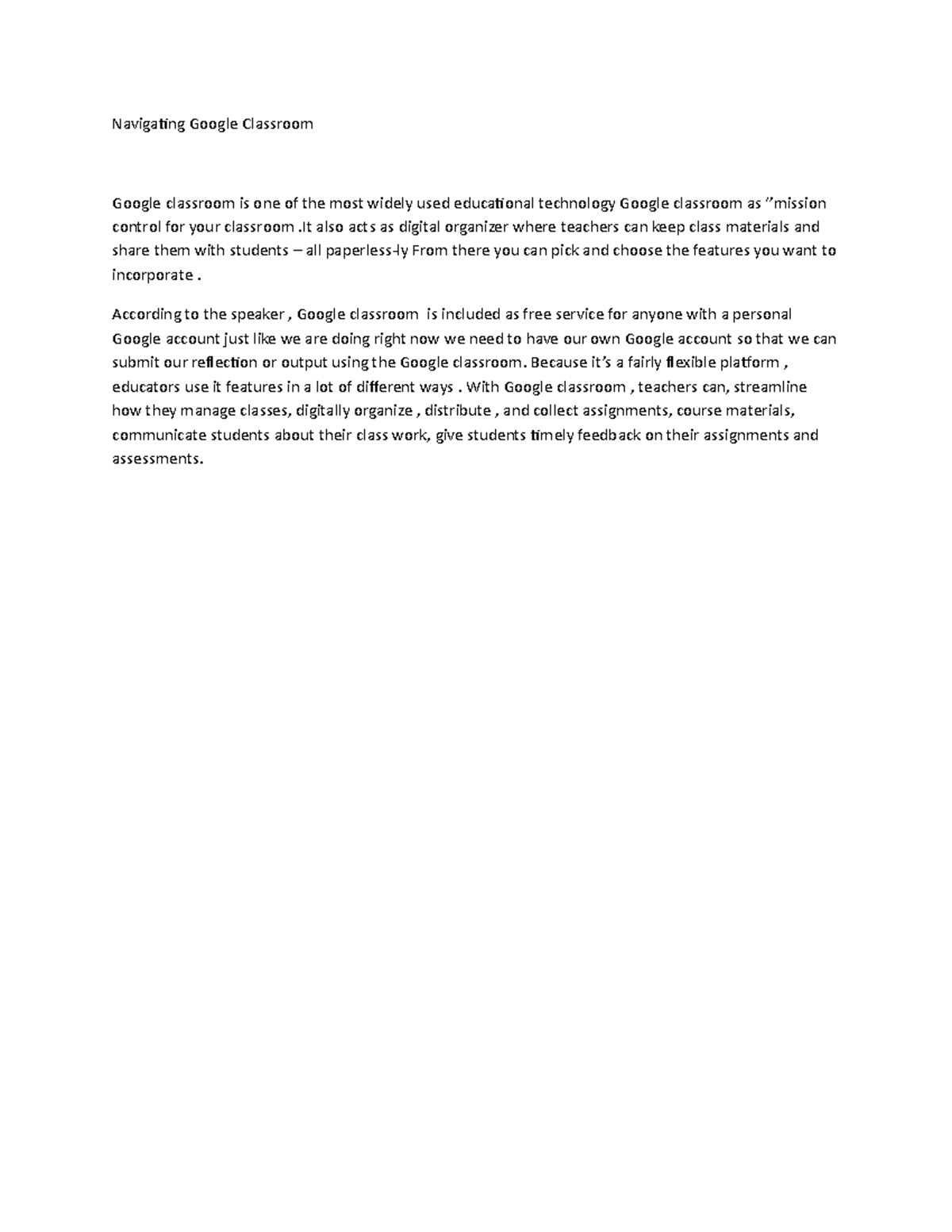 Navigating Google Classrom- Mae Ann M. Tabios - Navigating Google ...