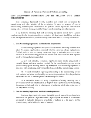 Chapter 2.1 Cost Classification - CHAPTER 2: COST CLASSIFICATION DEFINITION AND PURPOSE OF COST ...