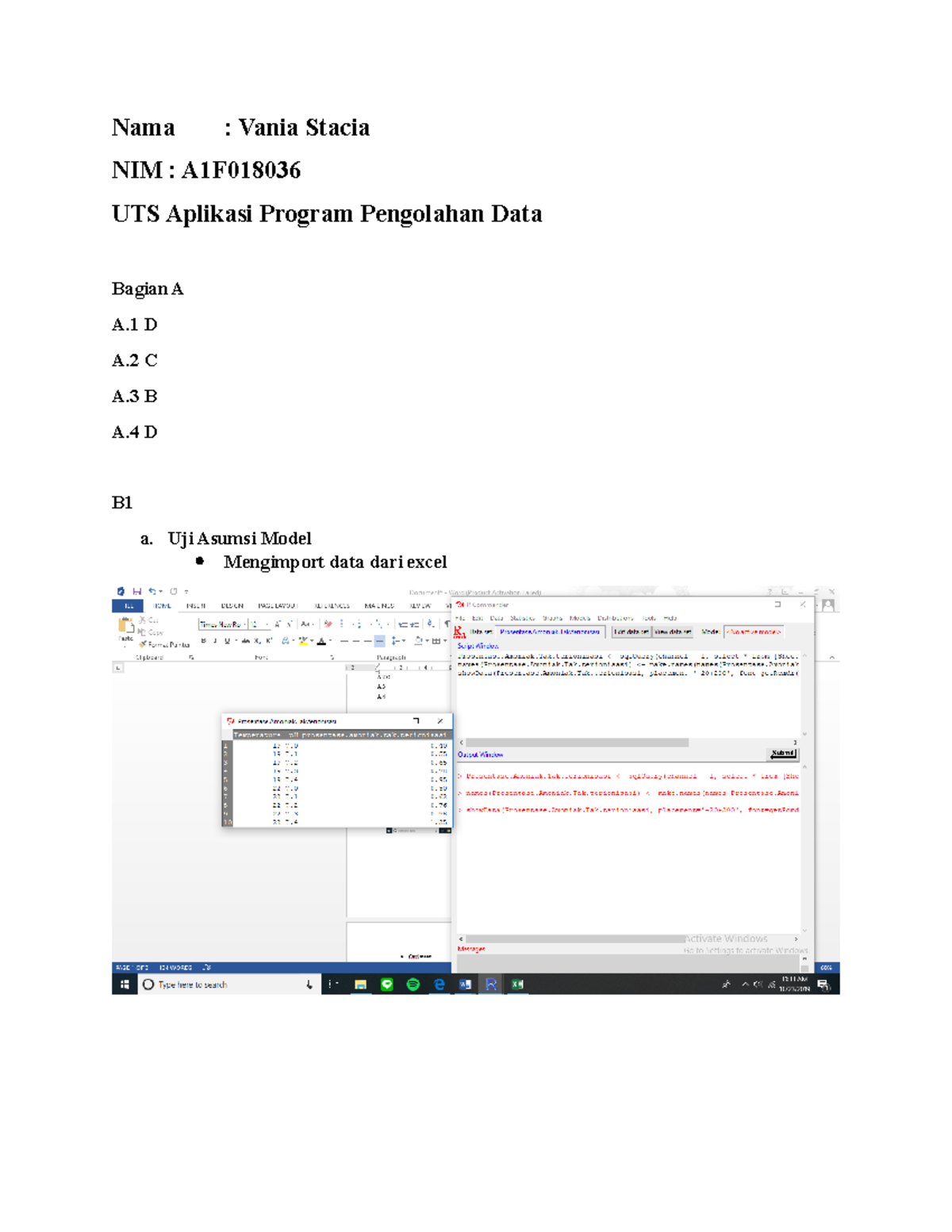UTS Aplikasi Program Pengolahan Data - Uji Asumsi Model Mengimport data dari excel 1 1 0 Hasil ...