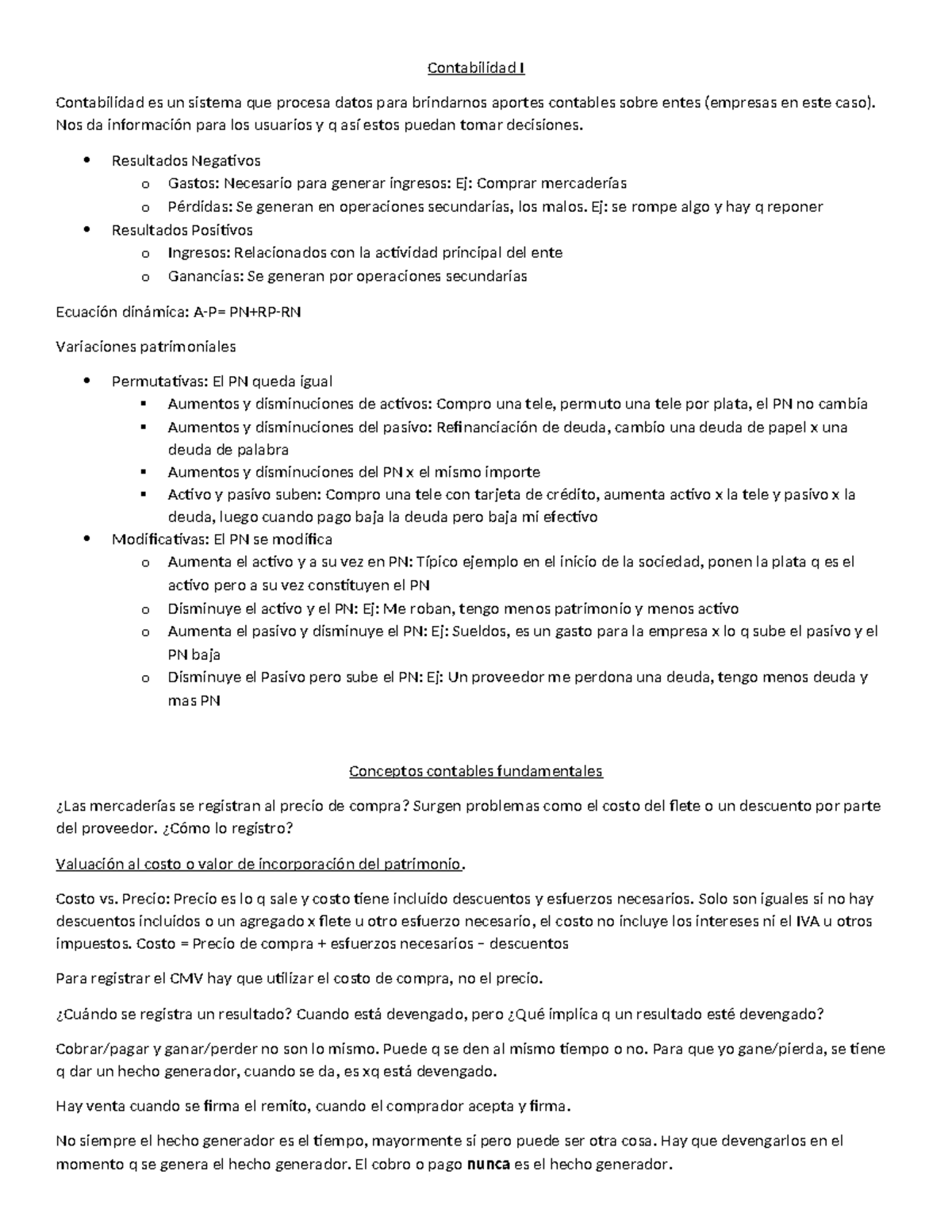 Contabilidad I - resumen conta 1 - Contabilidad I Contabilidad es un sistema que procesa datos ...