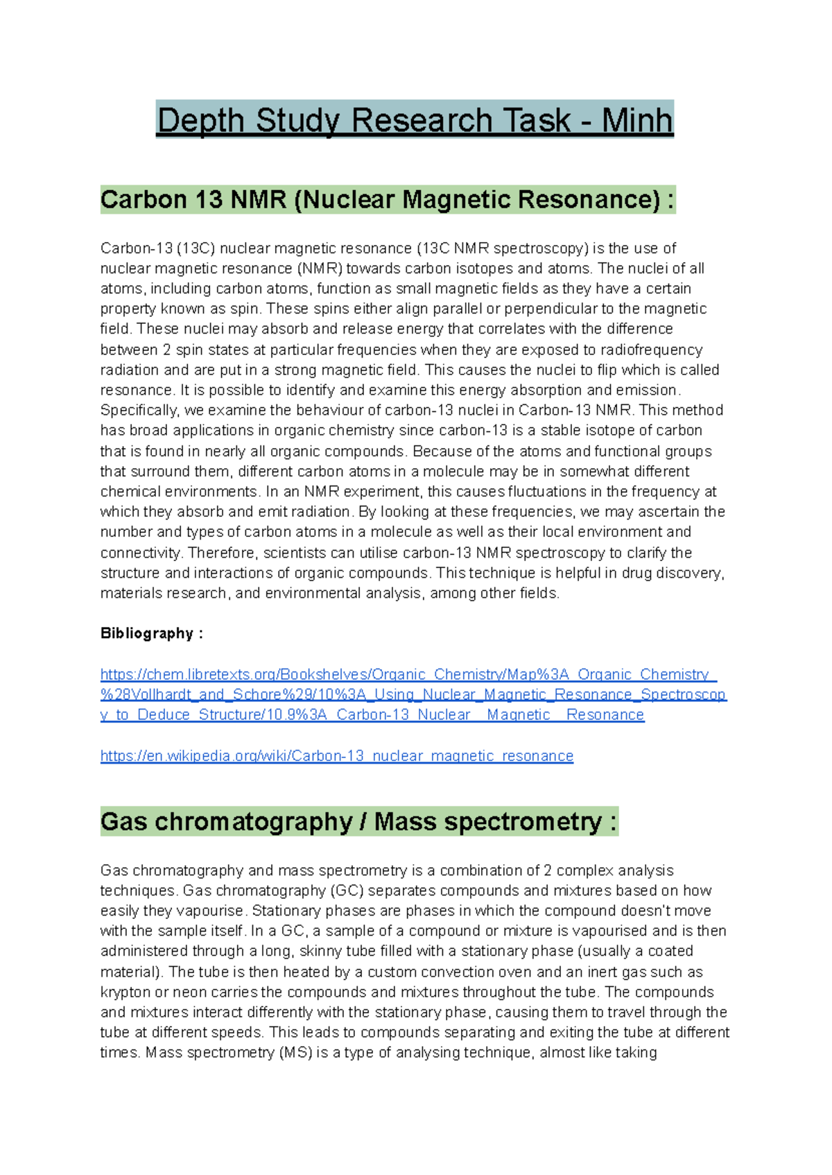 Depth Study Research Task - Chemistry - Minh - Depth Study Research ...