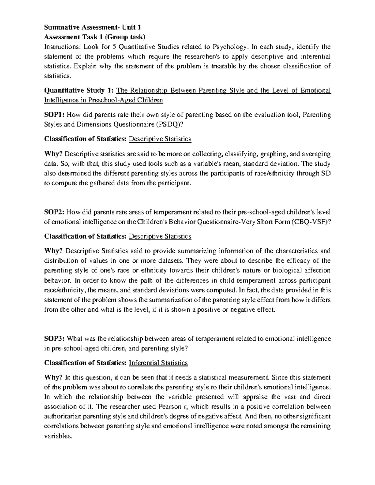 BSP-1-2 Group-Three Psychological Statistics Unit-1 - Summative ...