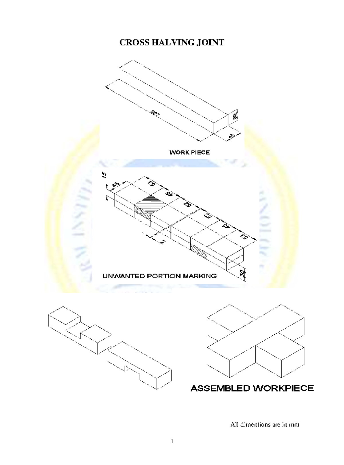Cross halving joint - Application: Cross bars in a cot, Shelves, Frames ...