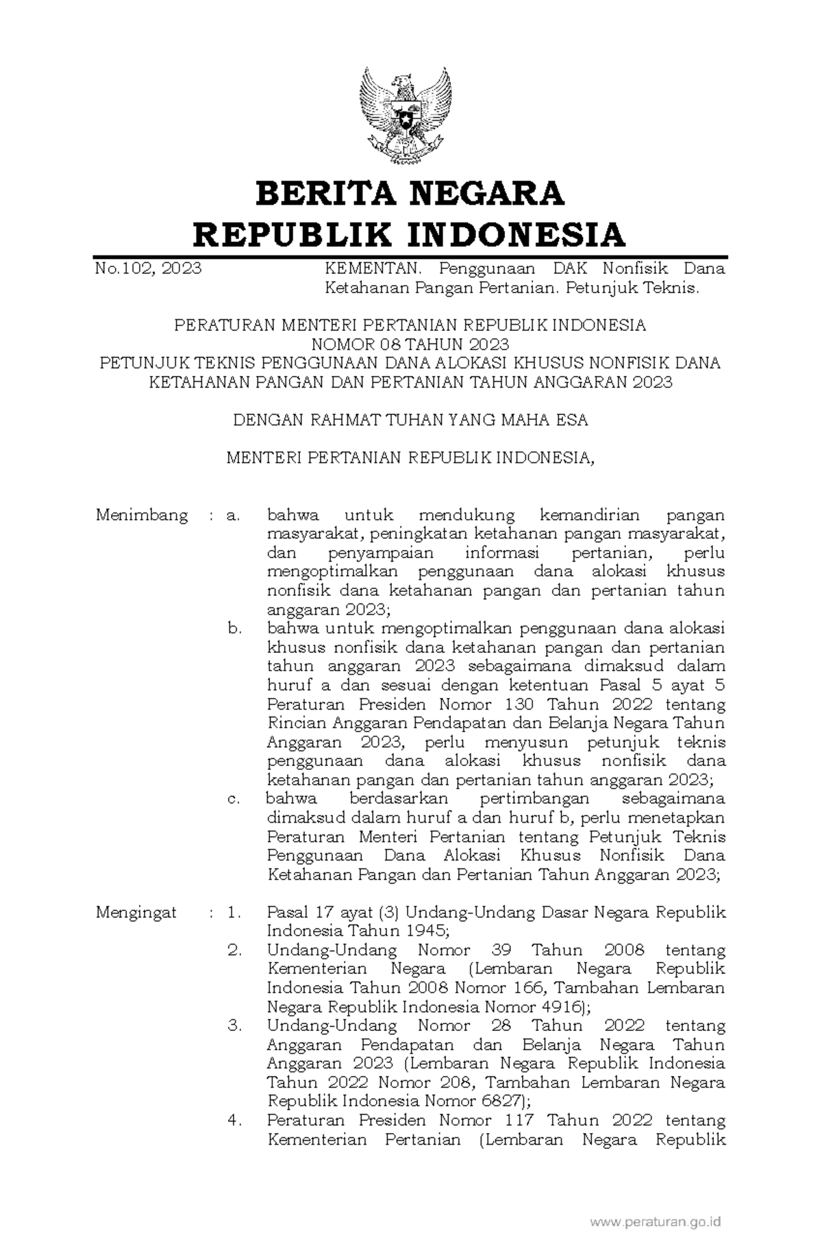 Bn102-2023 - Good - BERITA NEGARA REPUBLIK INDONESIA No. 102 , 2023 ...
