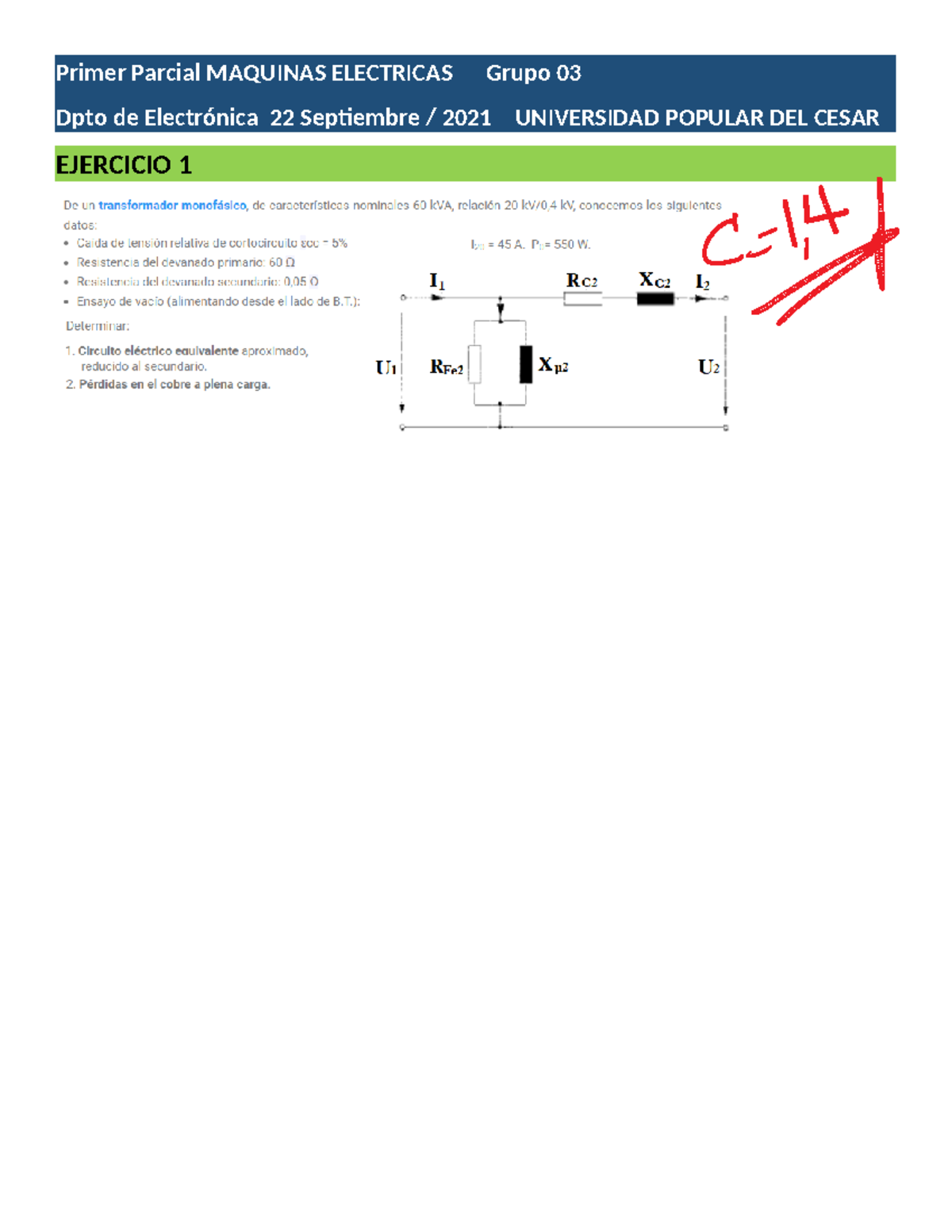 21 Primer Parcial Maquinas Electricas Grupo 03 - Primer Parcial MAQUINAS ELECTRICAS Grupo 03 ...