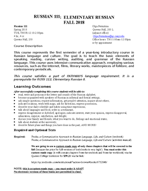 Rus 111 Syllabus, Pisetskaya - RUSSIAN 111-03: ELEMENTARY RUSSIAN Fall ...