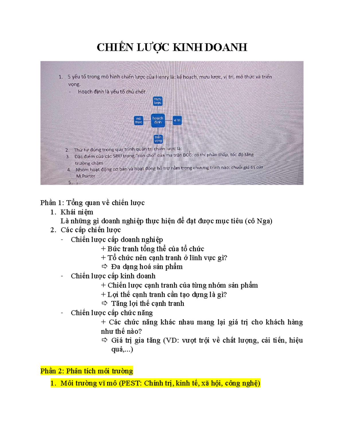 Ôn tập CLKD - Summary marketing căn bản - CHIẾN LƯỢC KINH DOANH Phần 1 ...