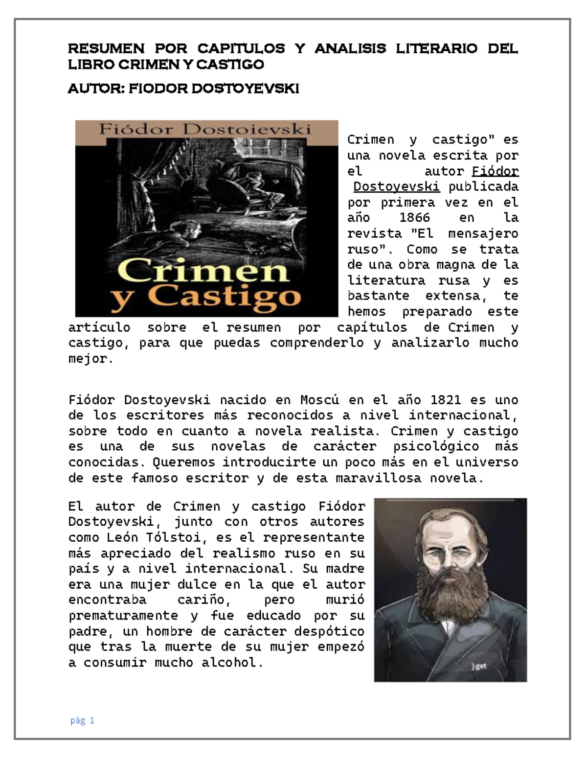 Resumen POR Capitulos DEL Libro Crimen Y Castigo - RESUMEN POR CAPITULOS Y ANALISIS LITERARIO ...