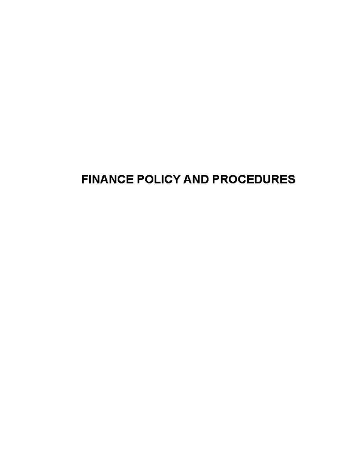 Finance Policy and Procedures 2020 - Finance Policy and Procedures ...