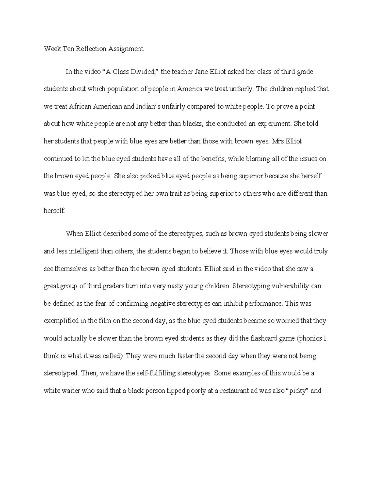 Week 10 Reflection Assignment - Week Ten Reflection Assignment In the ...