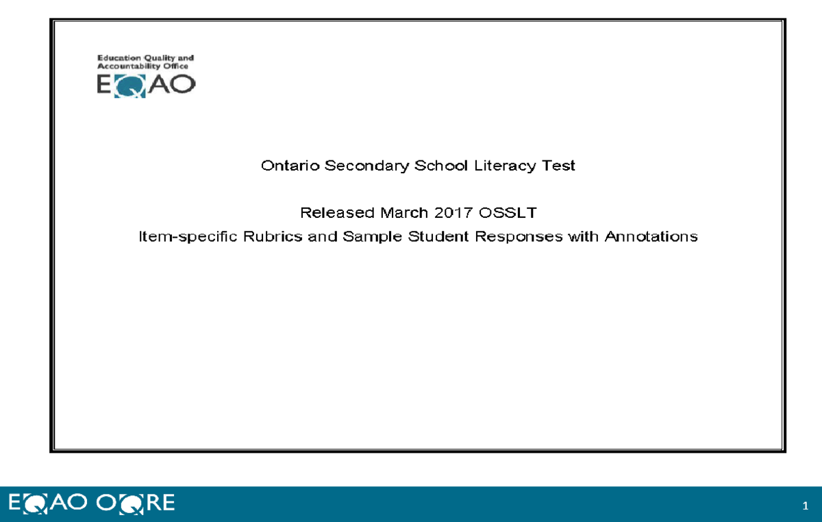 2017 Osslt Scoring Guide-1 jwkkwik - Section I: Reading - Open Response ...