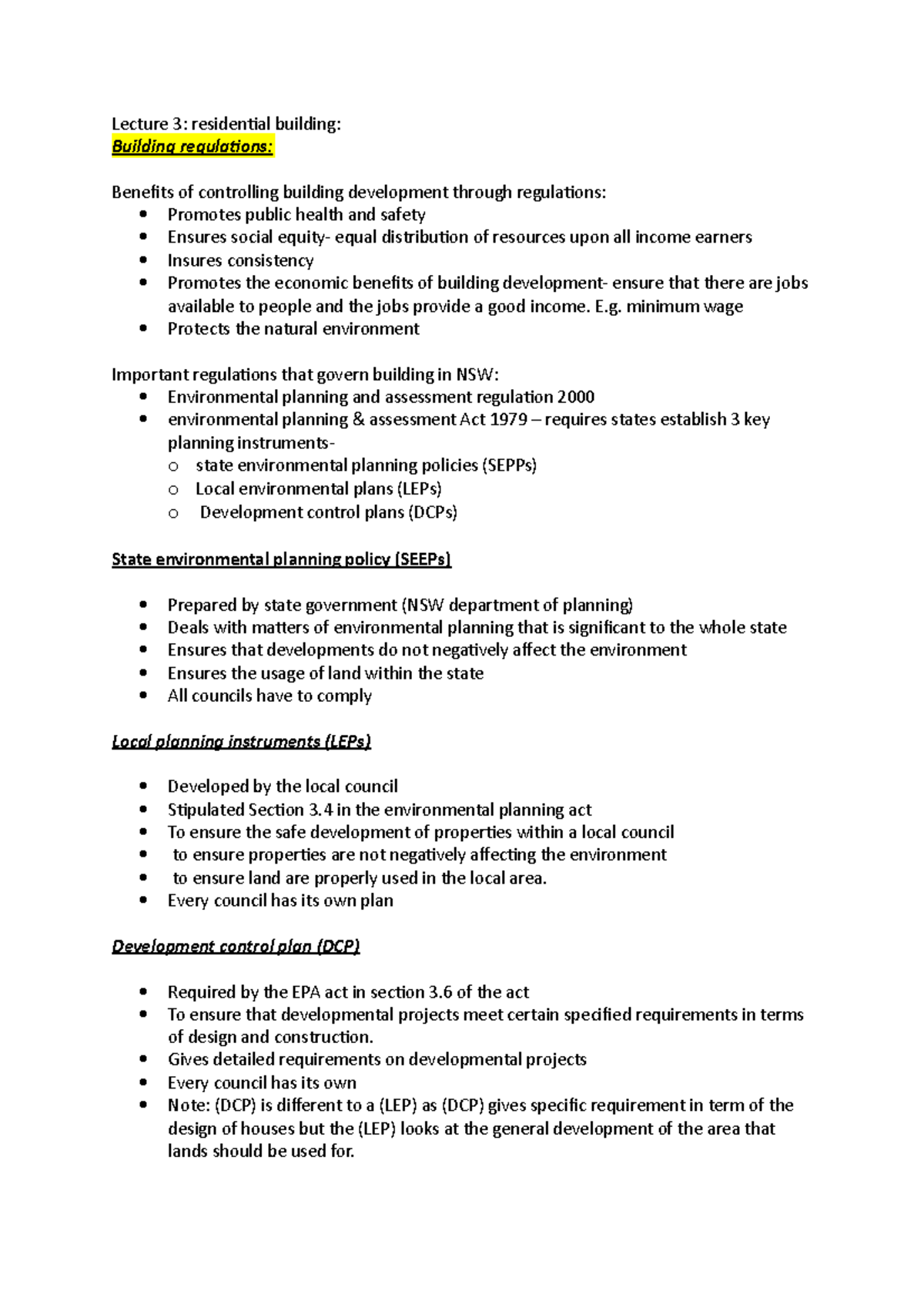 Lecture 3 - week 3 - Lecture 3: residential building: Building ...