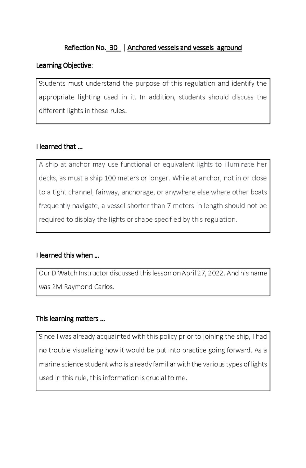 Rule 30 Reflection - Reflection No._ 30 _ | Anchored vessels and ...
