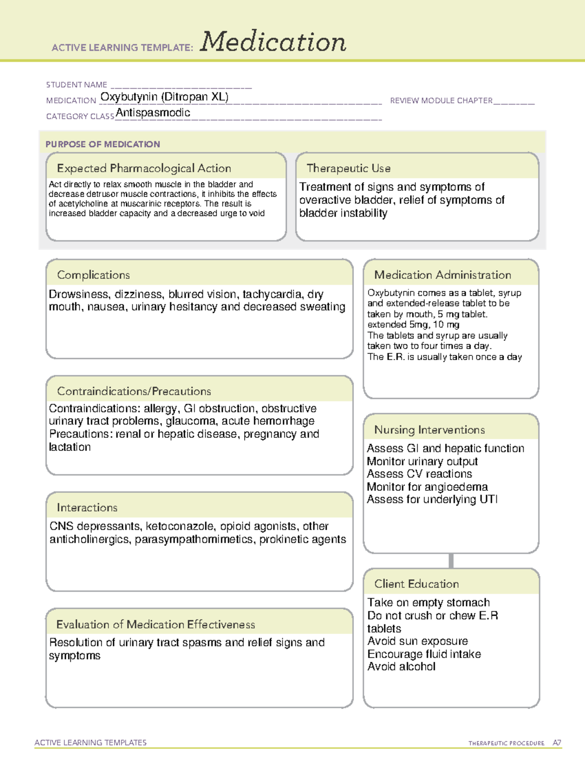 Antispasmodics. Oxybutynin and gastrointestinal medication - ACTIVE ...