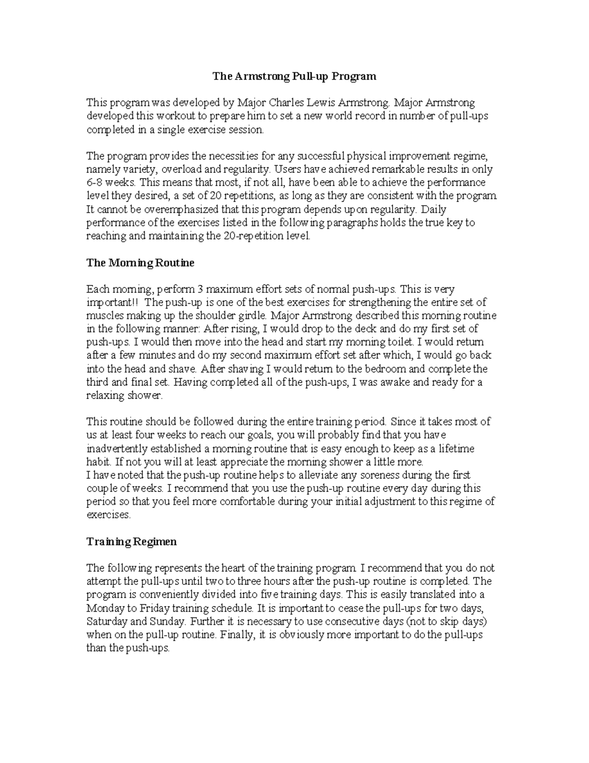 Armstrong - 123 - The Armstrong Pull-up Program This program was ...