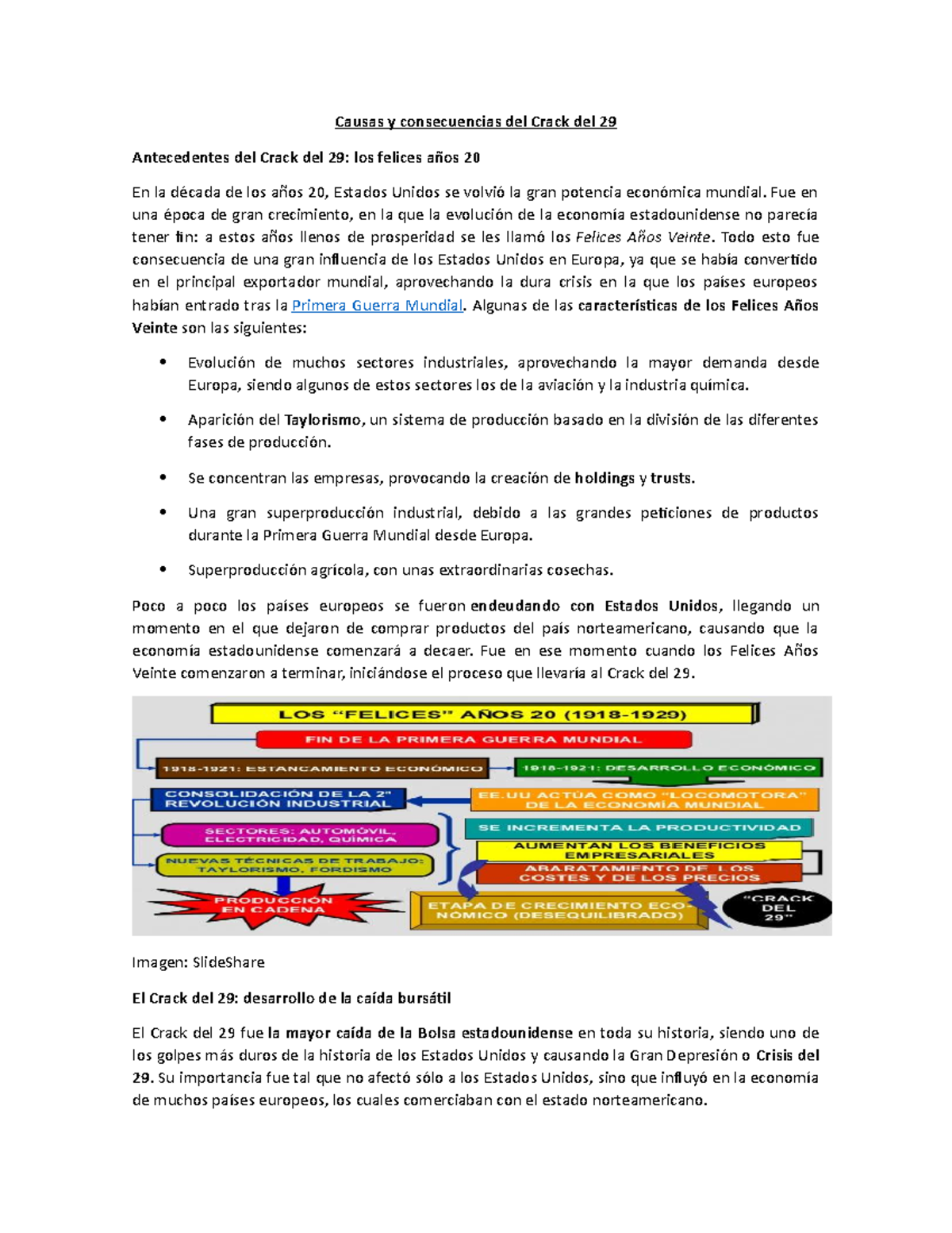 Causas y consecuencias del Crack del 29 - Fue en una época de gran ...
