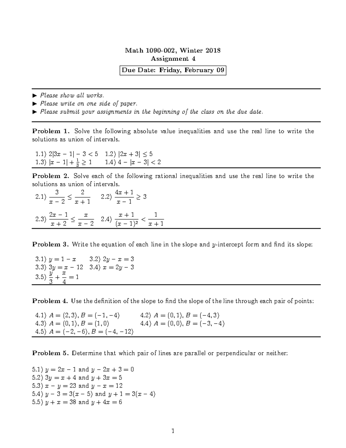 Math1090-Assignment 4 - Math Winter 2018 Assignment 4 Due Date: Friday ...