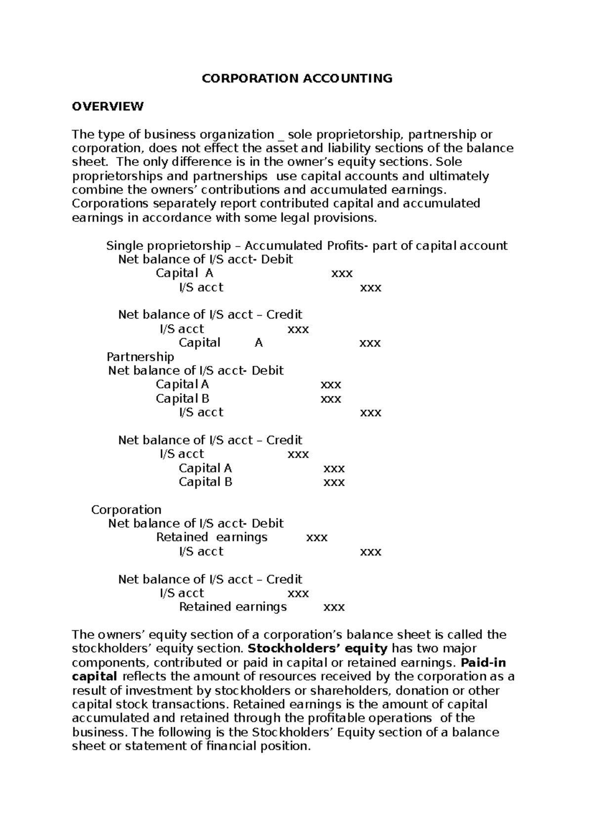 Corporation Accounting- Lecture (PART 1) - CORPORATION ACCOUNTING ...