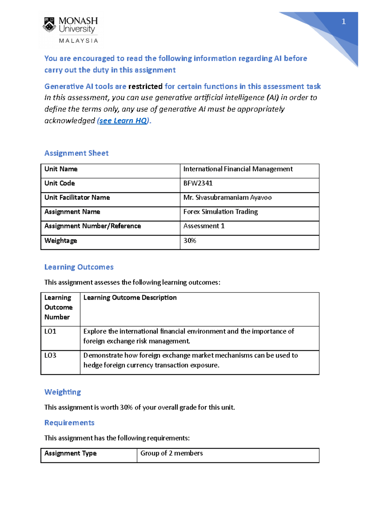 Assignment 1 Moodle I Forex Trading Simulation You Are Encouraged To