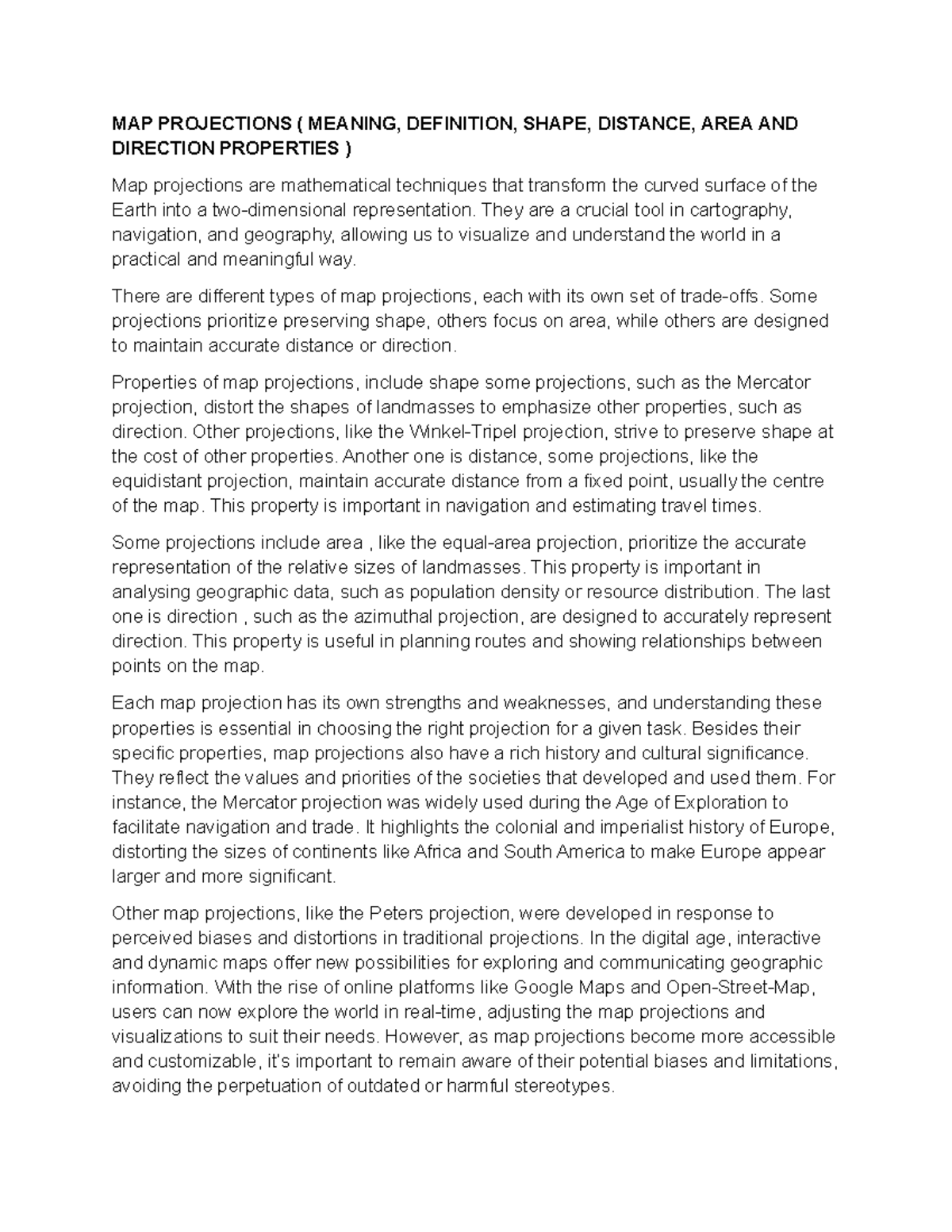 Document (12) - Map projections well explained - MAP PROJECTIONS ...
