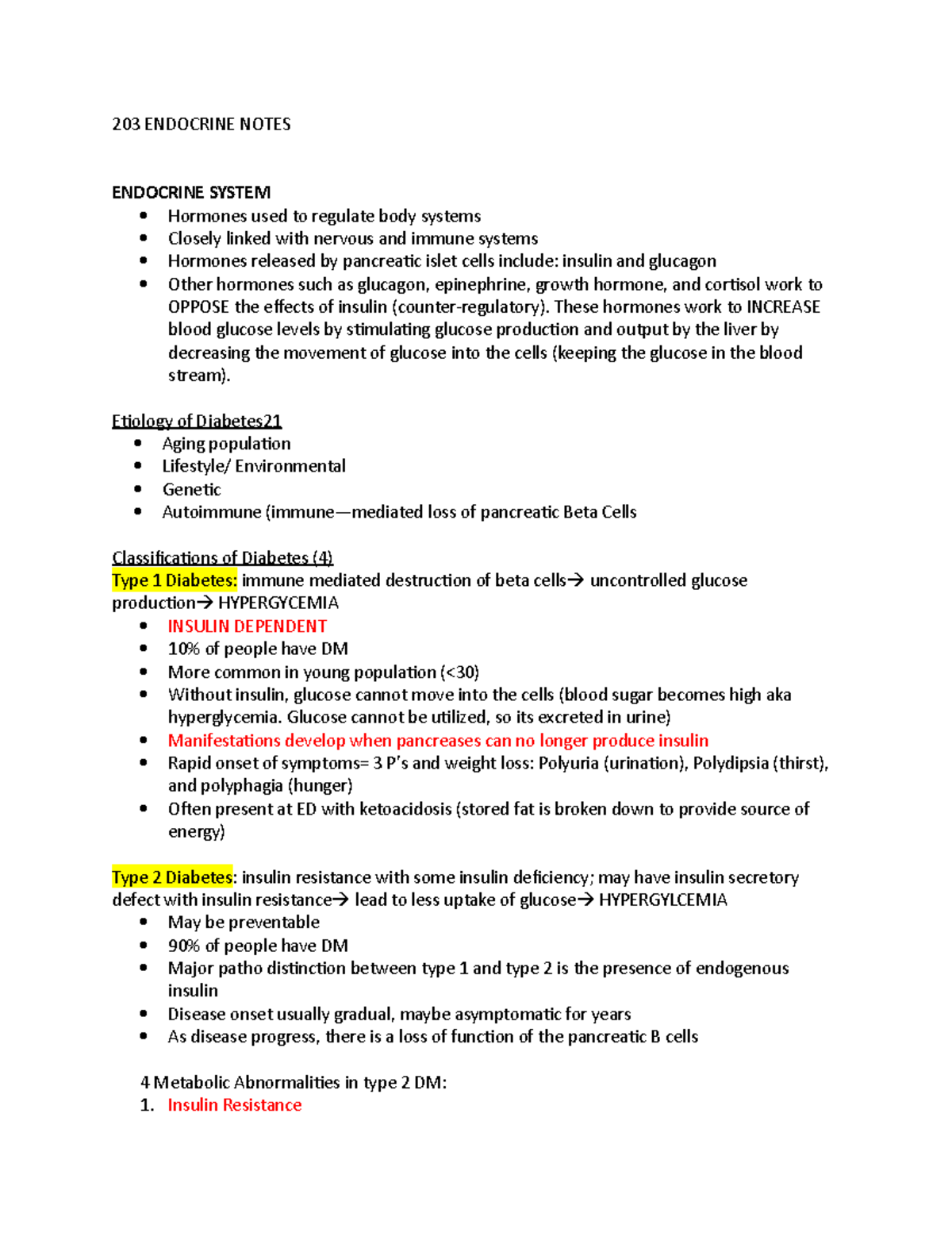 203 Endocrine Notes - 203 ENDOCRINE NOTES ENDOCRINE SYSTEM Hormones ...