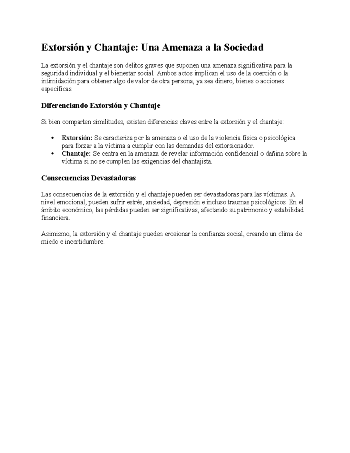 Extorsión y Chantaje - practica - Extorsión y Chantaje: Una Amenaza a ...