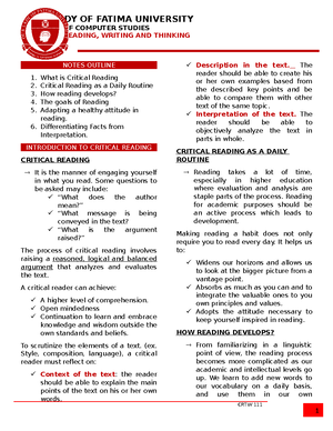 CRWT111 - .... - Expectations and Benefits of Critical Reading, Writing ...