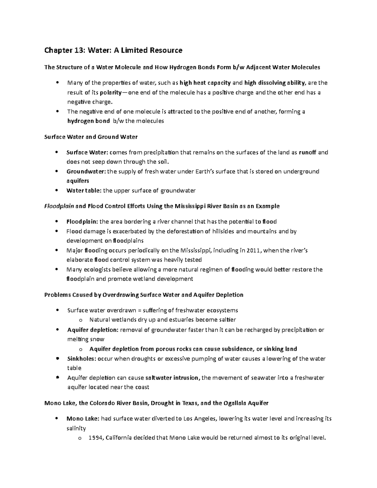 Chapter 13 Water Limited Source - Chapter 13: Water: A Limited Resource ...