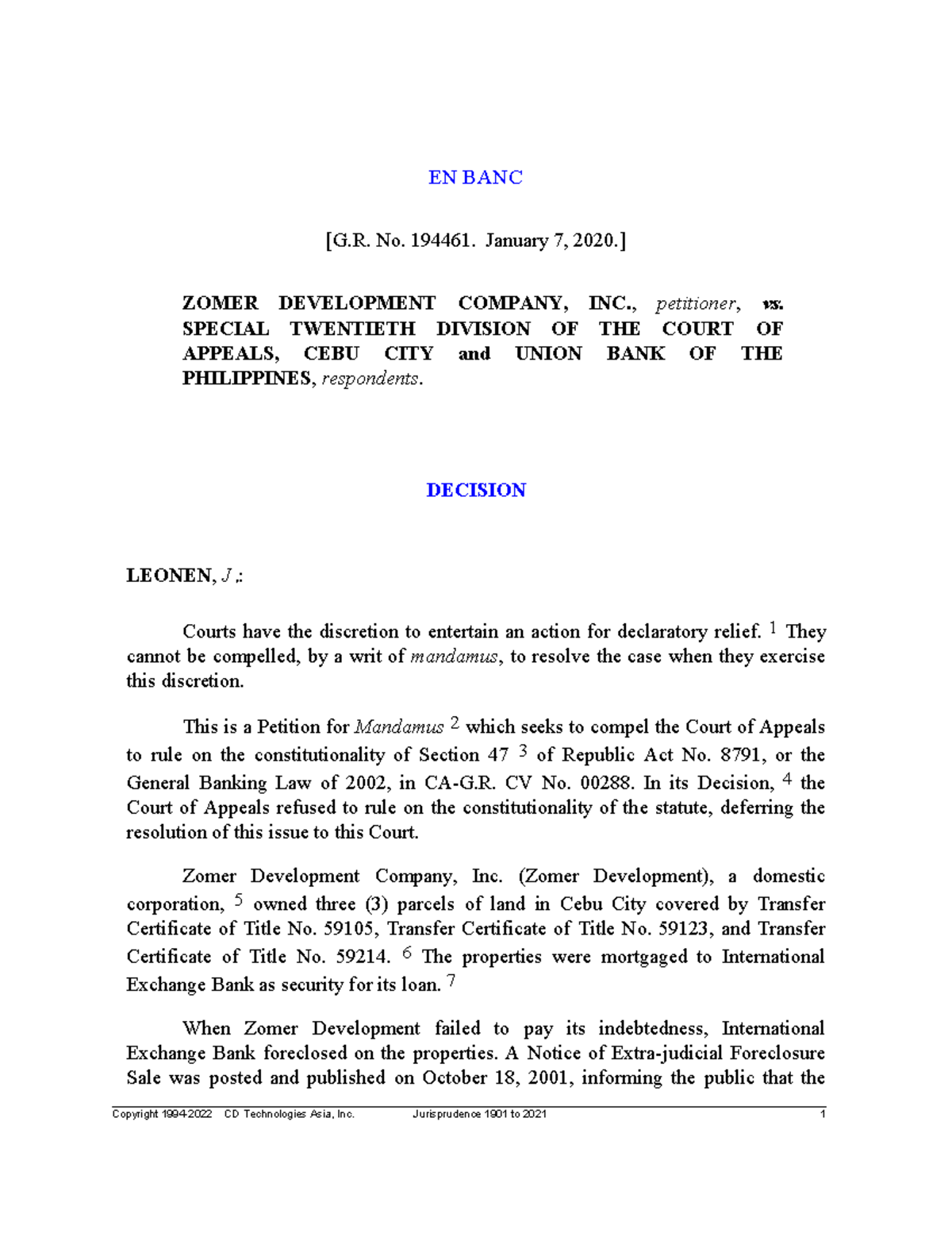 7. Zomer Development Co. Inc. vs Special 20th Division of CA - EN BANC ...
