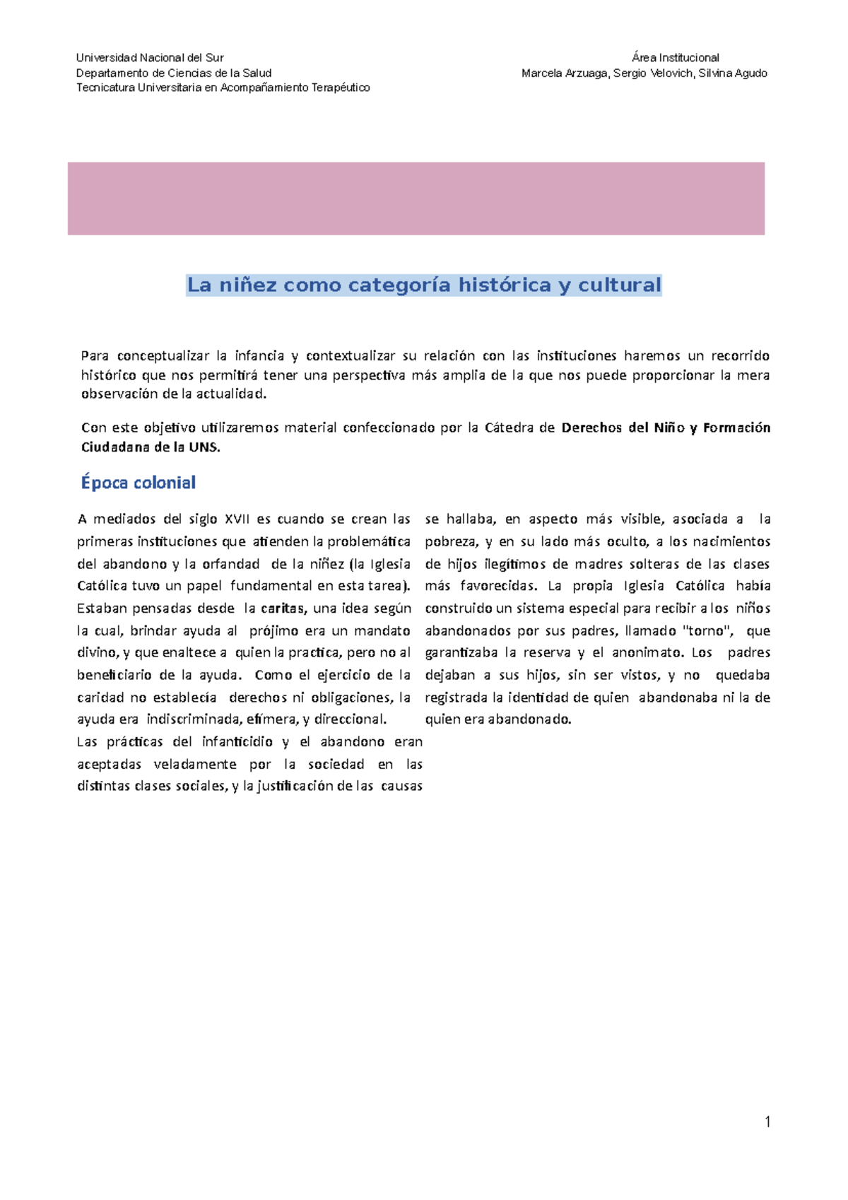 Clase Área Instituc. (1) - Departamento de Ciencias de la Salud Marcela ...